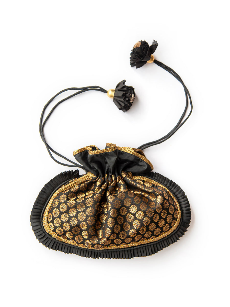 Black Buti Brocade Potli – Pure Ghee Designs