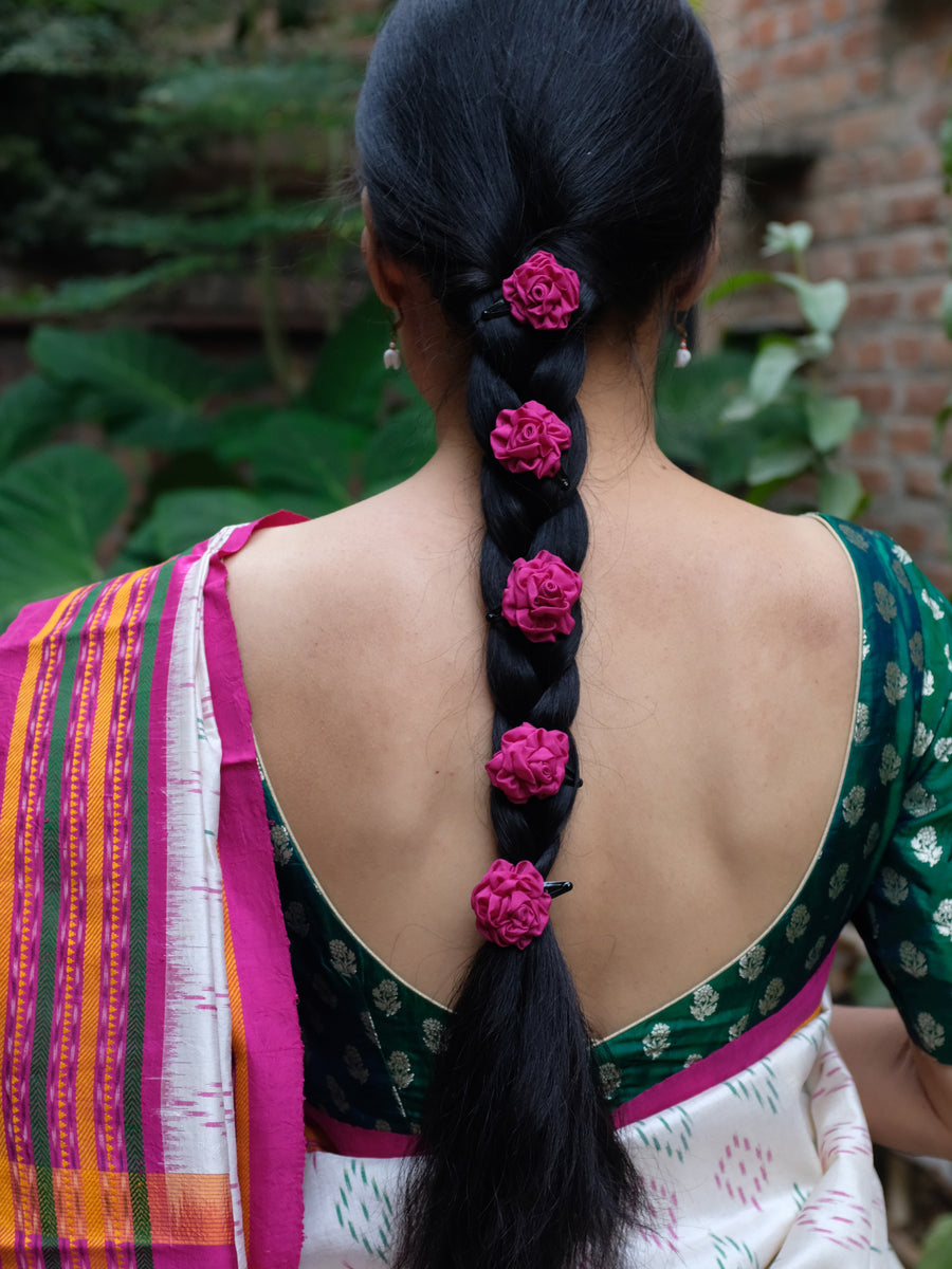 Rani Pink Gulab mini clips - Set of 5 – Pure Ghee Designs