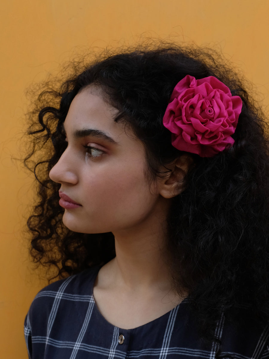 Pink Gulab hair clip – Pure Ghee Designs