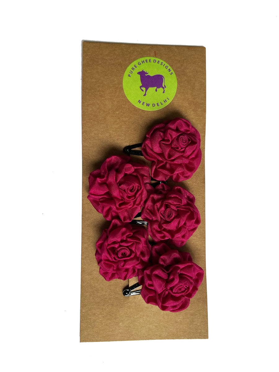 Rani Pink Gulab mini clips - Set of 5 – Pure Ghee Designs